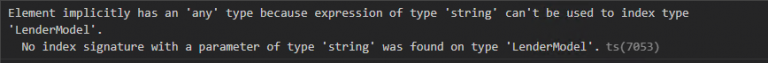 No Index Signature With A Parameter Of Type String Was Found